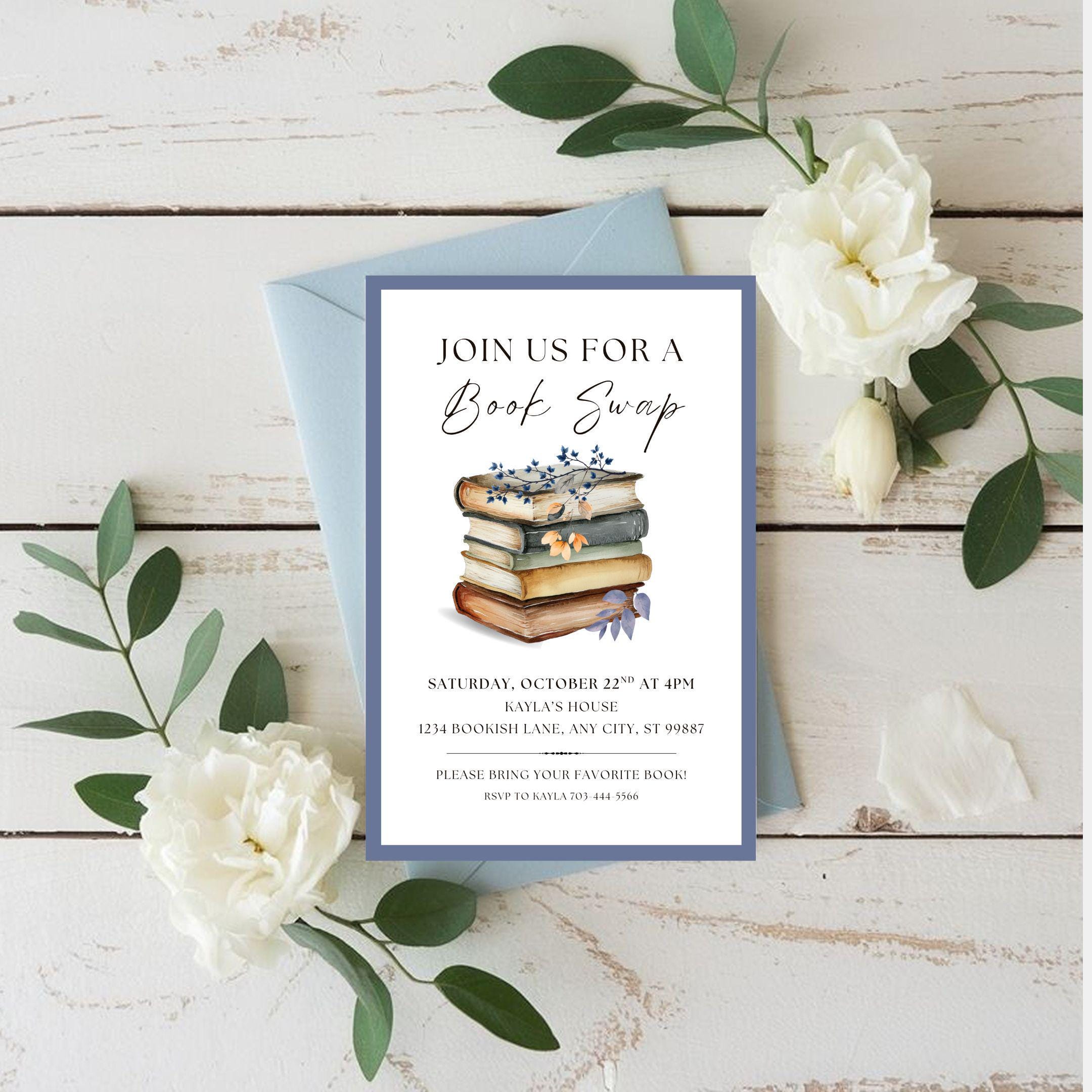 Book Swap Invitation: Book Club Party Invite (digital Template) 4x6 ...