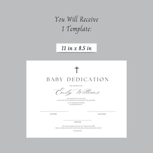 Baby Dedication Certificate Template: Editable Religious Baptism ...
