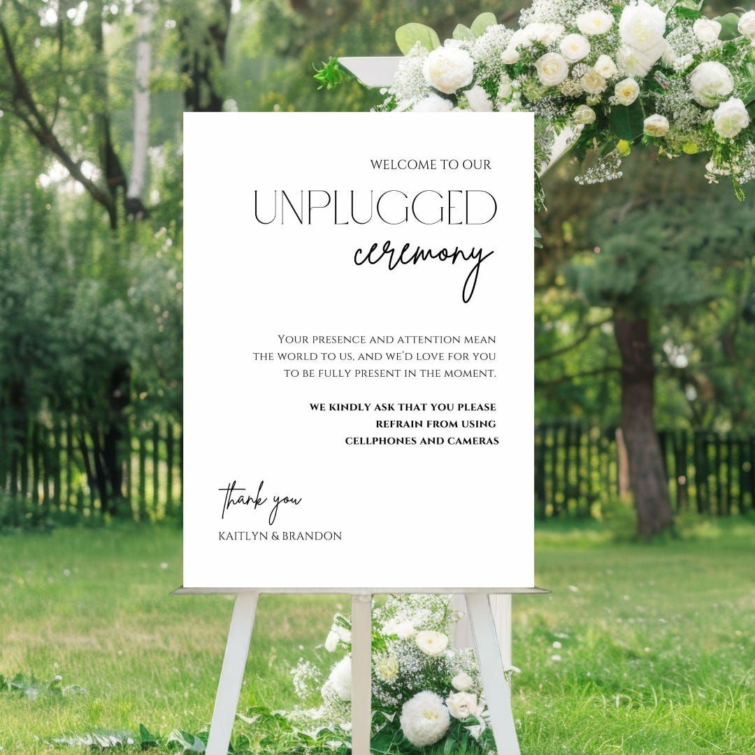 Unplugged Ceremony Sign: Editable Wedding Signage (printable Template ...