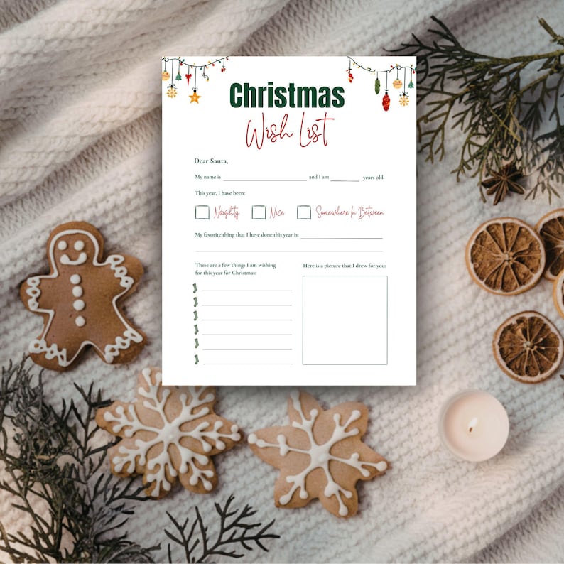Christmas Wish List: Editable Letter to Santa (printable Template) 8x10 ...