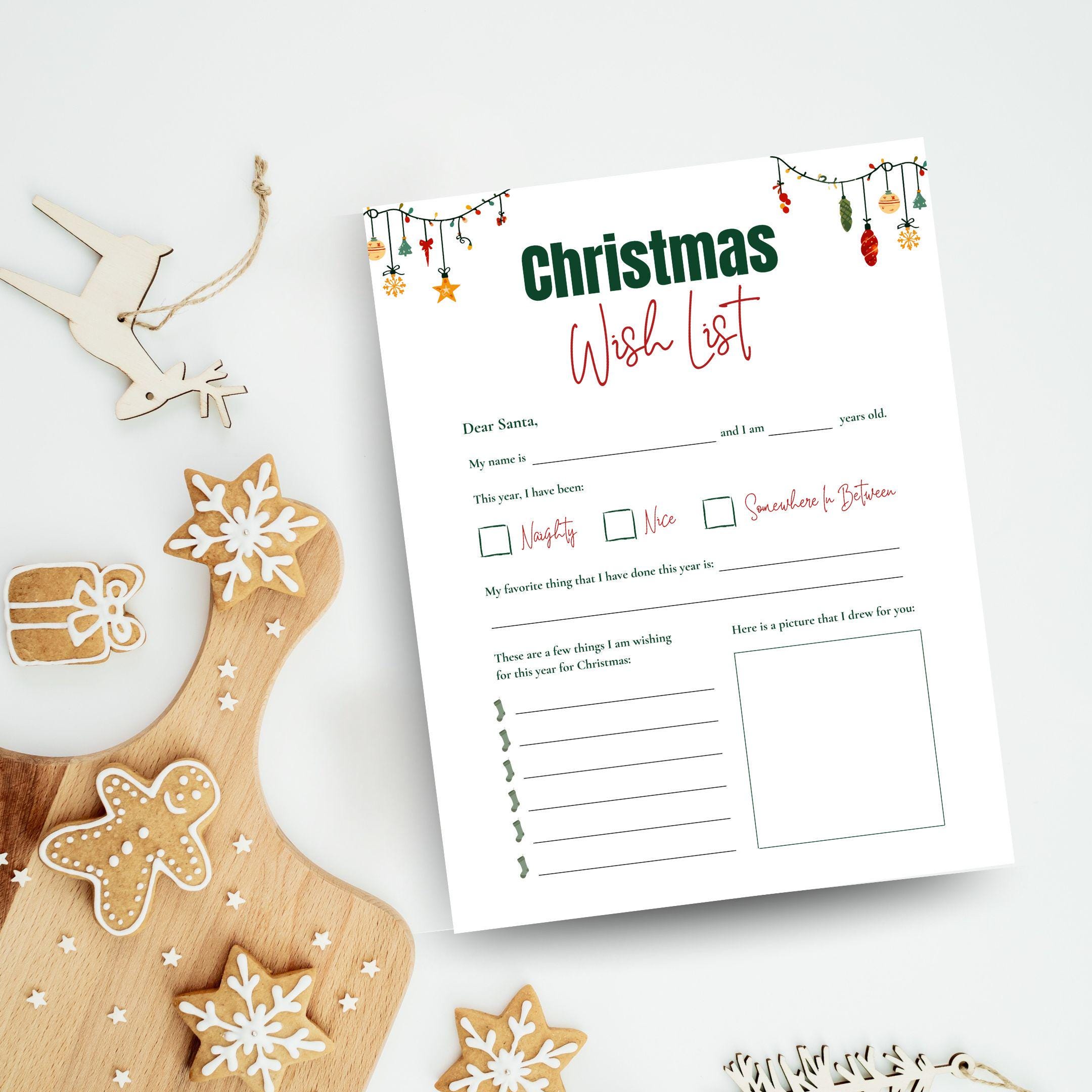 Christmas Wish List: Editable Letter to Santa (printable Template) 8x10 ...