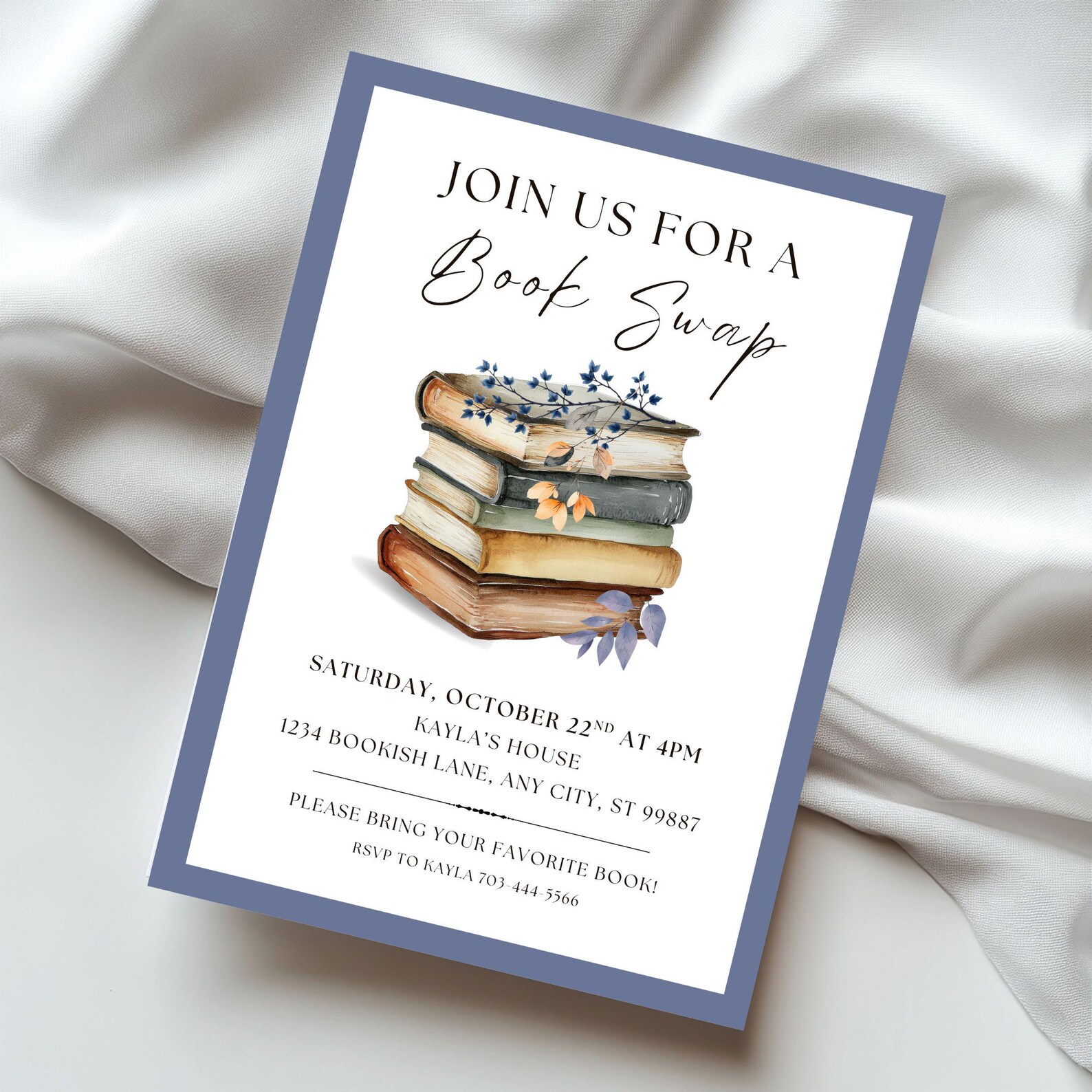 Book Swap Invitation: Book Club Party Invite (digital Template) 4x6 ...