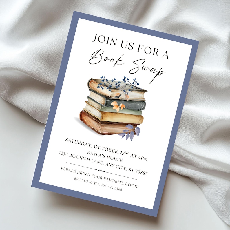 Book Swap Invitation: Book Club Party Invite (digital Template) 4x6 ...