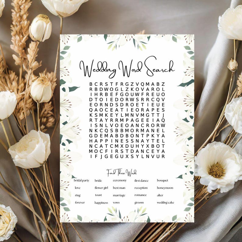 Wedding Word Search Wedding Reception Games Wedding Games for Reception ...