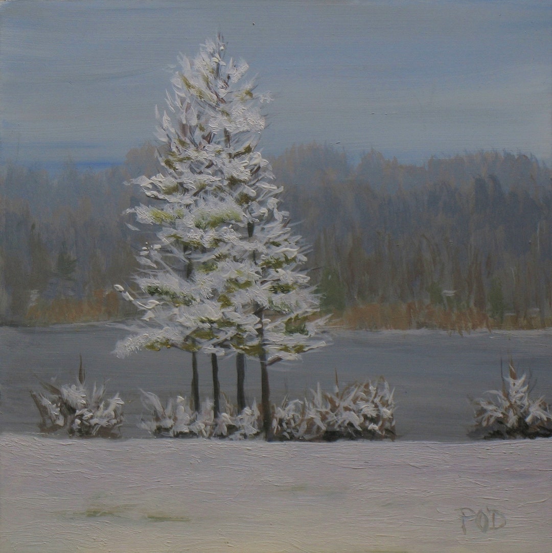 Winter Landscape, 6 X 6 Oil Painting. - Etsy