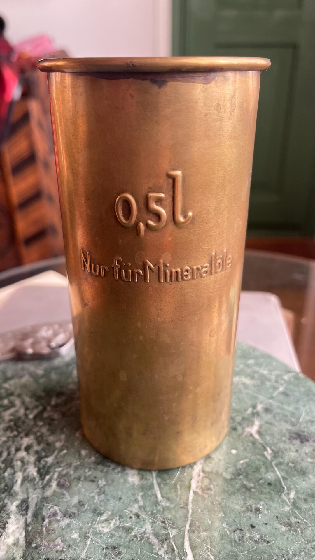 Antique Motor Oil Measuring Can 0,5L With Handle, Embossed Inscription ...