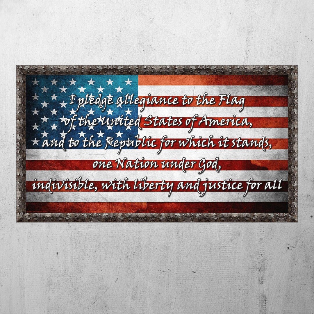 Pledge of Allegiance American Flag Wall Banner With Your Choice of ...