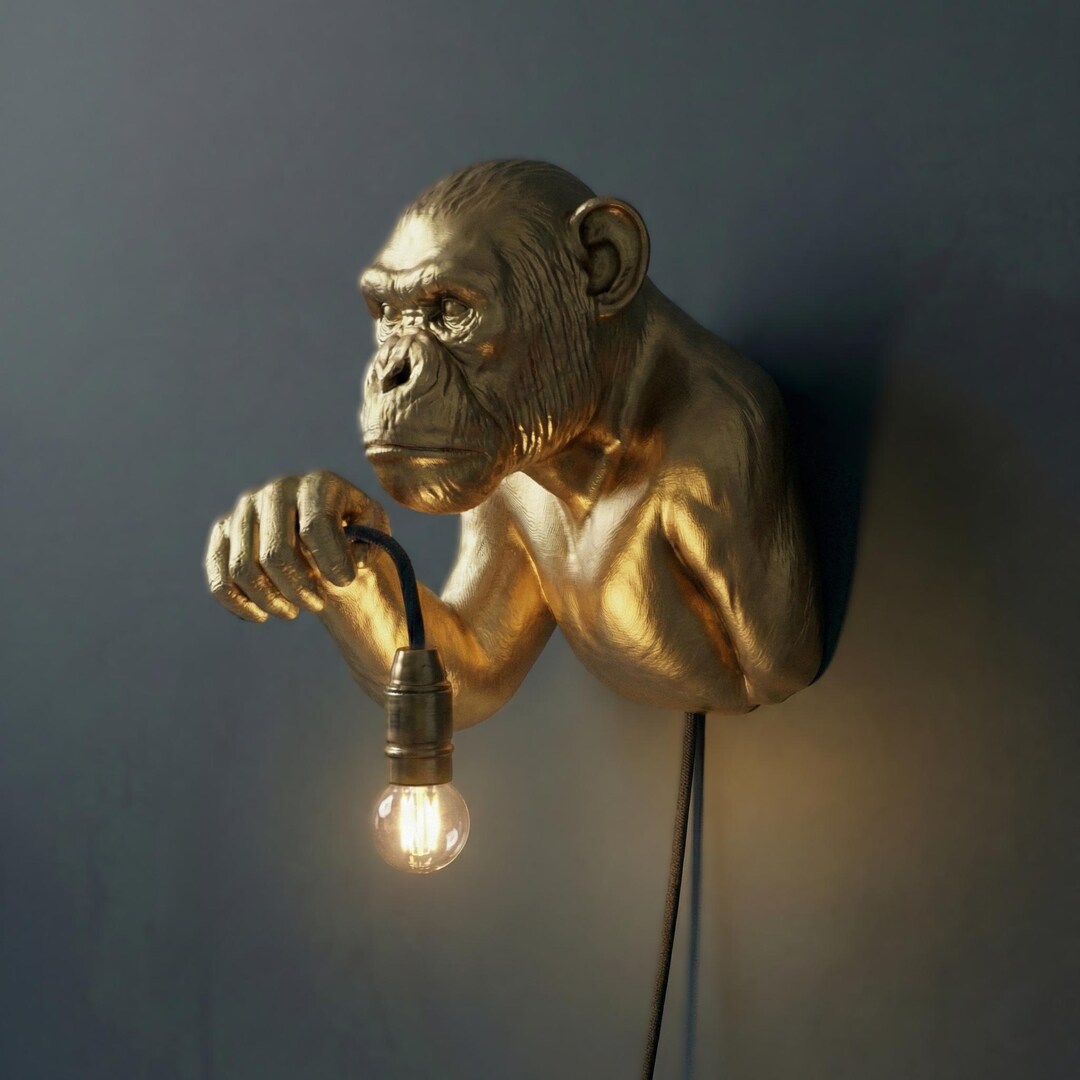 3D Printed Gorilla Wall Lamp Modern Animal Sconce Gift Decor & Light - Etsy