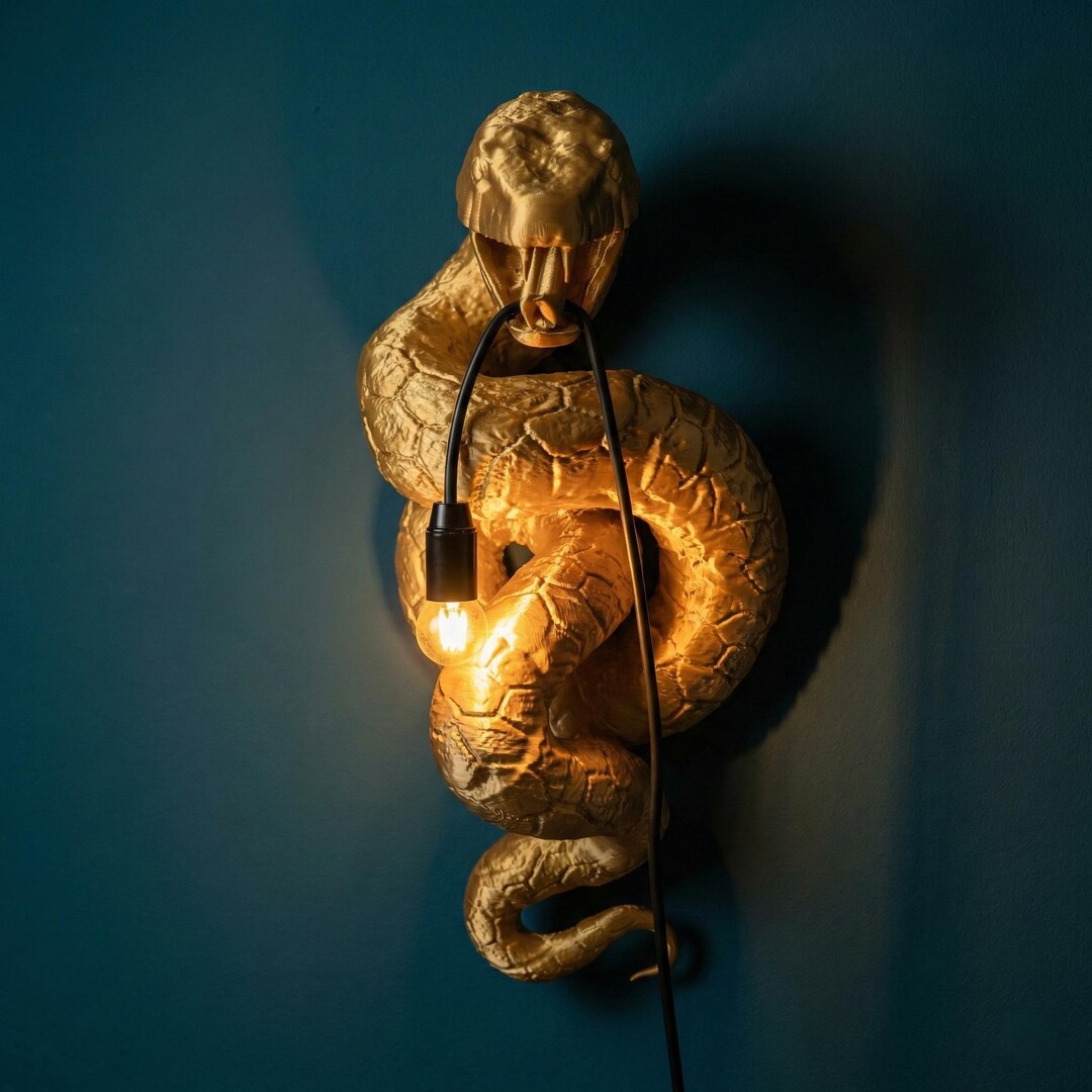 3D Printed Snake Wall Lamp Modern Animal Sconce Gift Decor & Light - Etsy