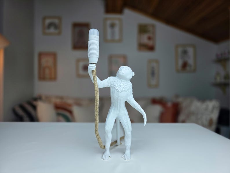 3D Printed Monkey Table Lamp: Modern Animal Desk Decor & Light - Etsy