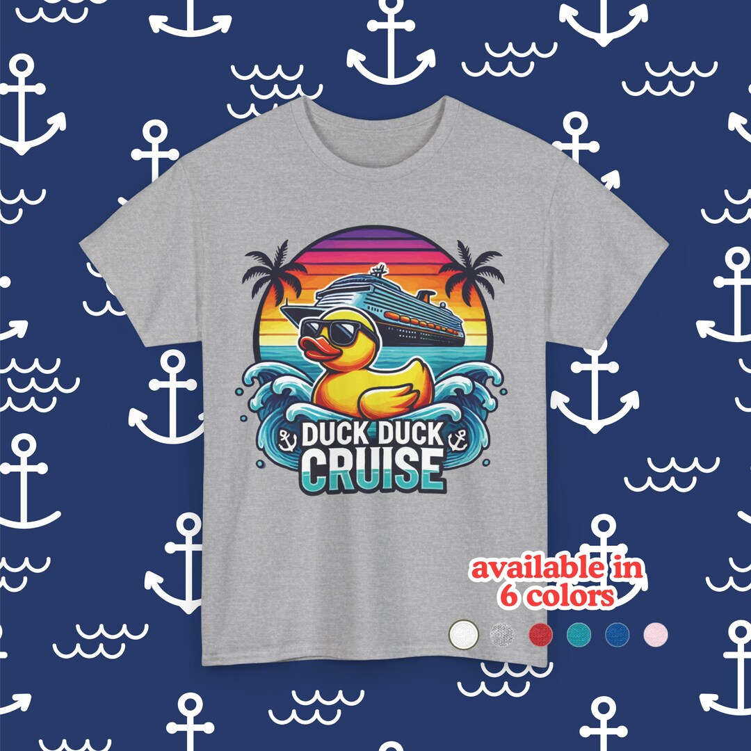 DUCK DUCK CRUISE T-shirt Rubber Duck Tees Ducky Duckie Ship White Red ...