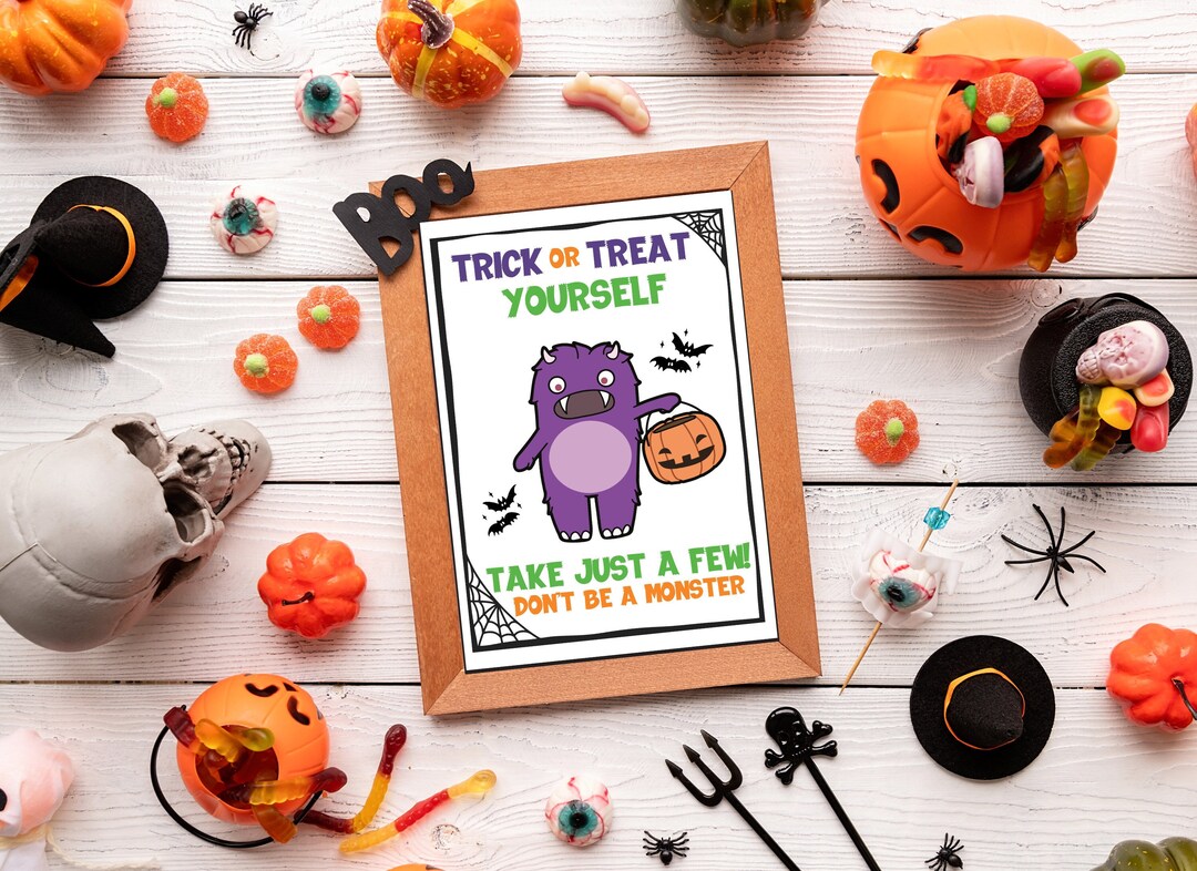 Trick or Treat Door Printable Sign Halloween Candy Artwork Window 8.5 X ...
