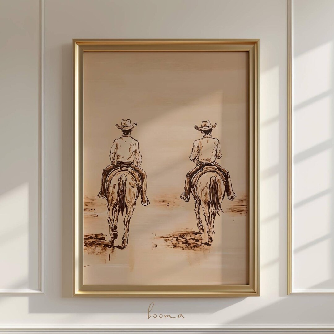 Cowboy Horse Art Print, Southwestern Cowboys Print, Western Style Decor ...