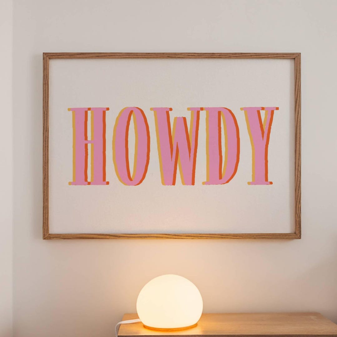 Howdy Typographic Poster, Western Wall Decor, Southwestern Poster ...