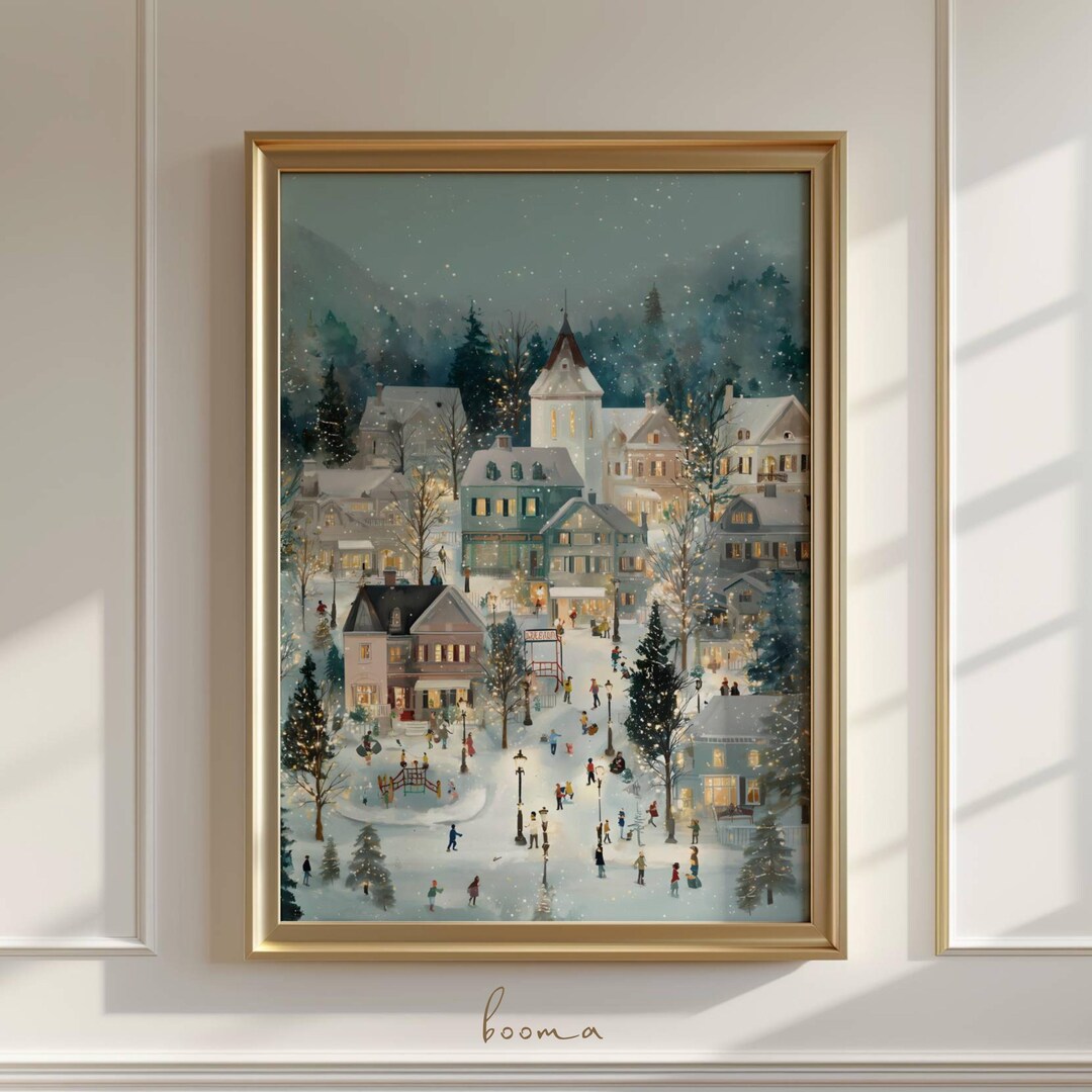 Cottage Core Village Art Print: Country Farmhouse Decor (digital ...