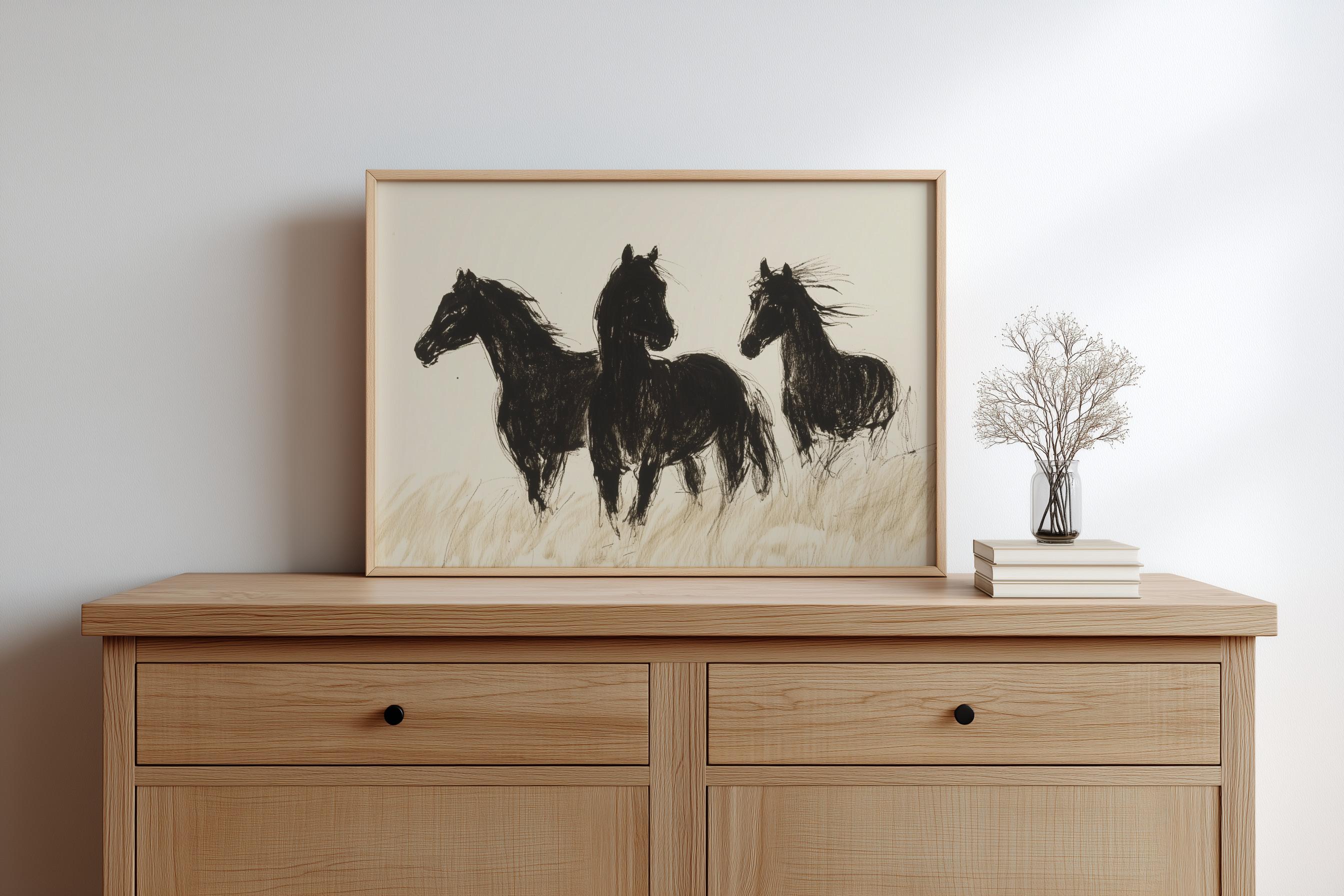 Minimalist Horse Art Print, Modern Equine Poster (digital Download) - Etsy