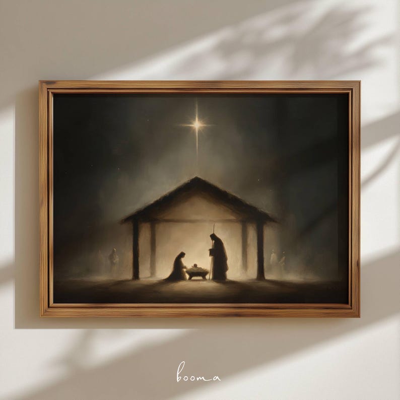 Christmas Nativity Manger Baby Jesus Manger Painting Biblical Wall Art ...