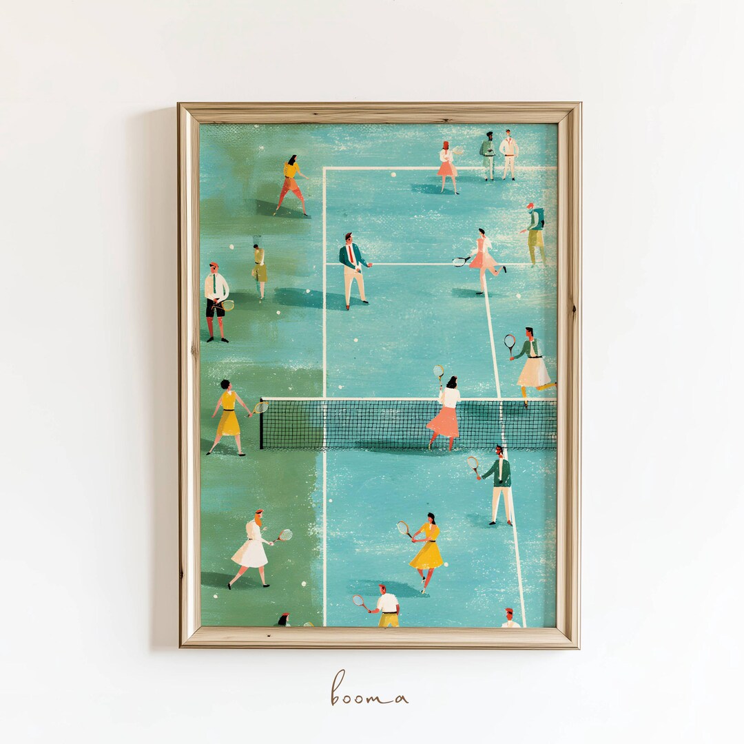 Tennis Court Art Print: Preppy Sports Poster (digital Download) - Etsy