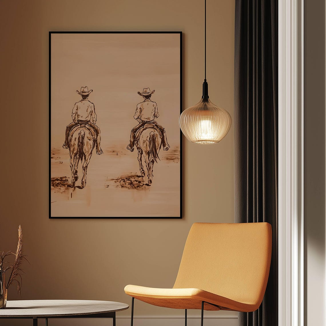 Cowboy Horse Art Print, Southwestern Cowboys Print, Western Style Decor ...