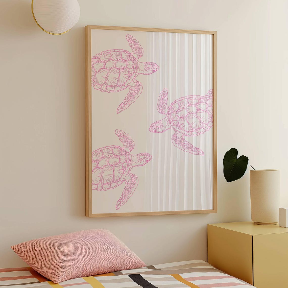 Turtle Lover Art Turtles Wall Art Peaceful Pink Turtles Dorm Room Decor ...