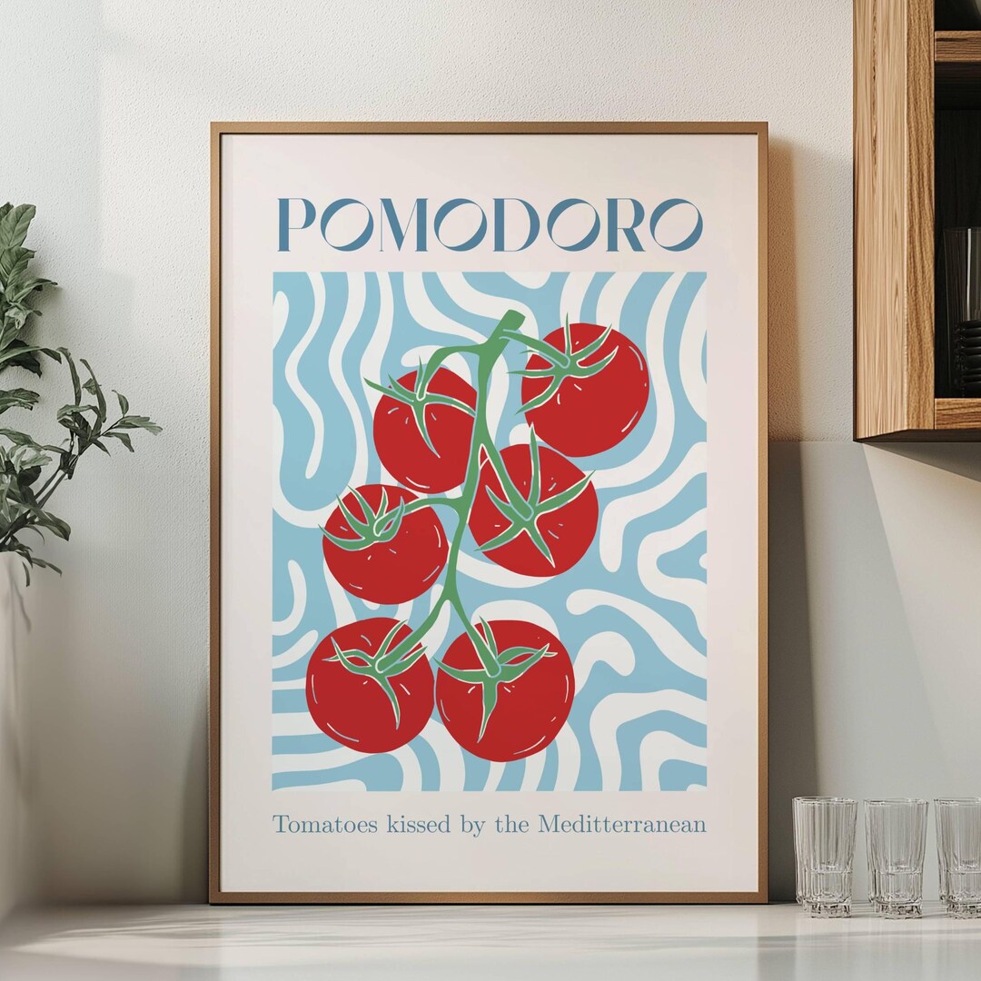 Pomodoro Tomato Art Print – Modern Kitchen Wall Decor • Retro Pomodoro ...