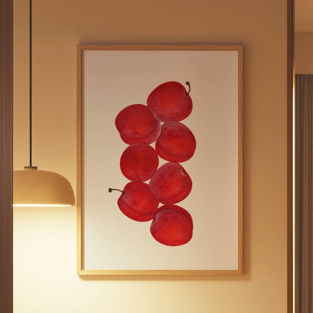 Apples Print Fruit Wall Art Poster Modern Kitchen Decor Retro Bar Cart ...