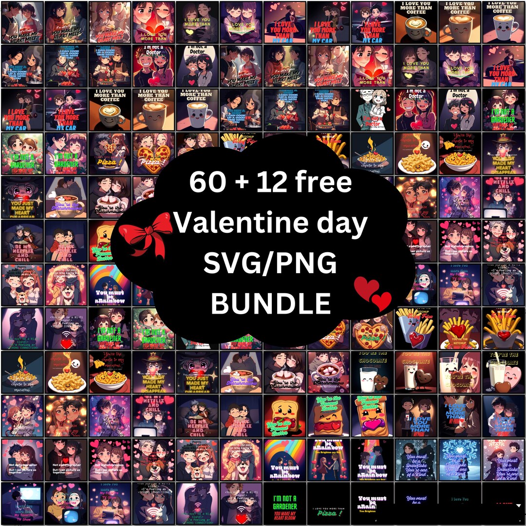 Couple Love PNG Bundle Funny Anime Style Limited Time T-shirt 70 ...