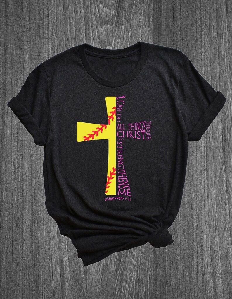 Religious Softball Cross PNG File Philippians 4:13; I Can Do All Things ...