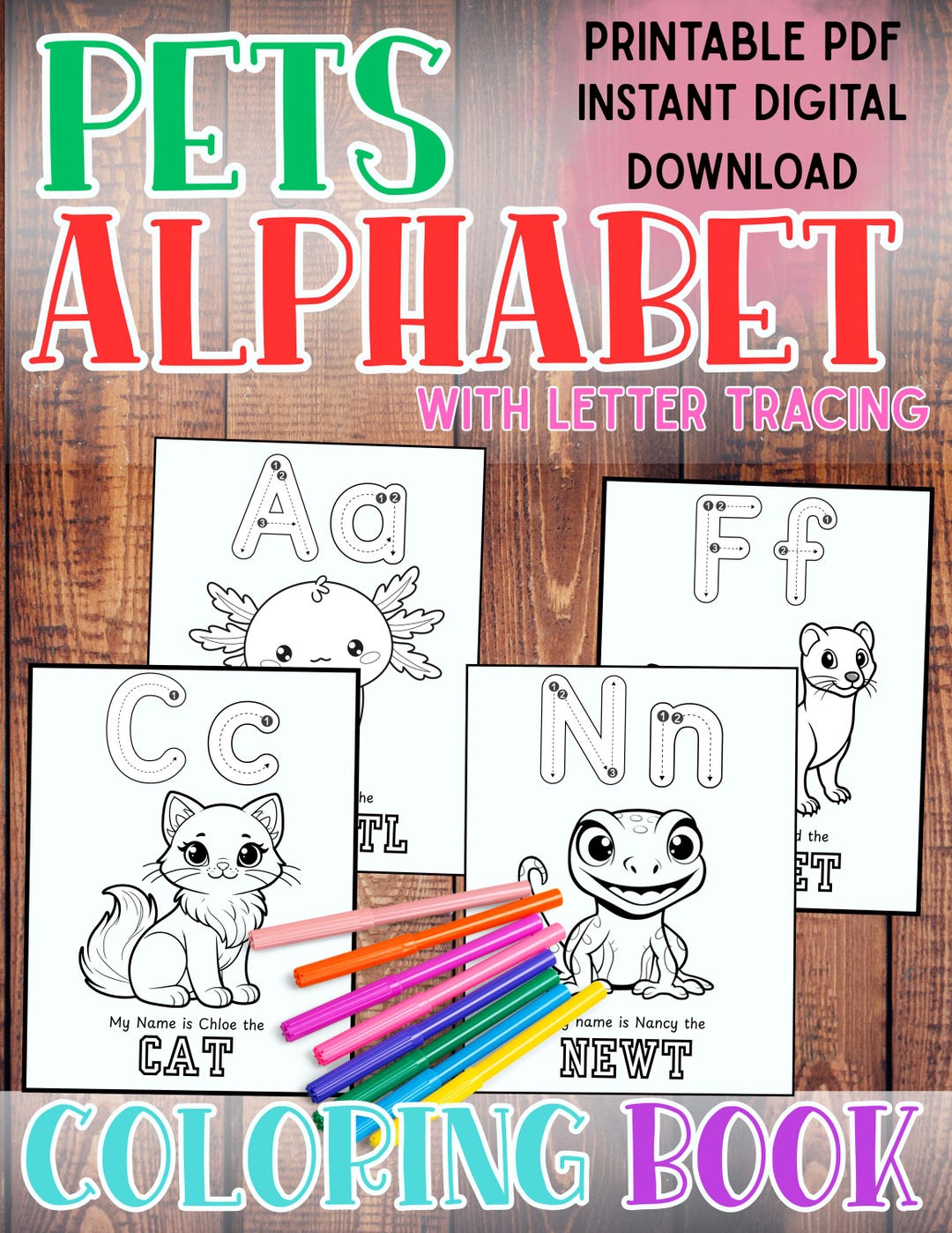 ABC Pets Letter Tracing Coloring Book for Early Education Learning and ...