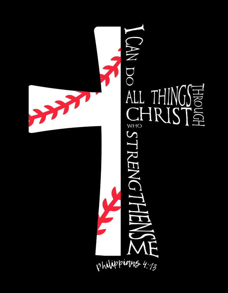 Religious Baseball Cross PNG File I Can Do All Things - Etsy