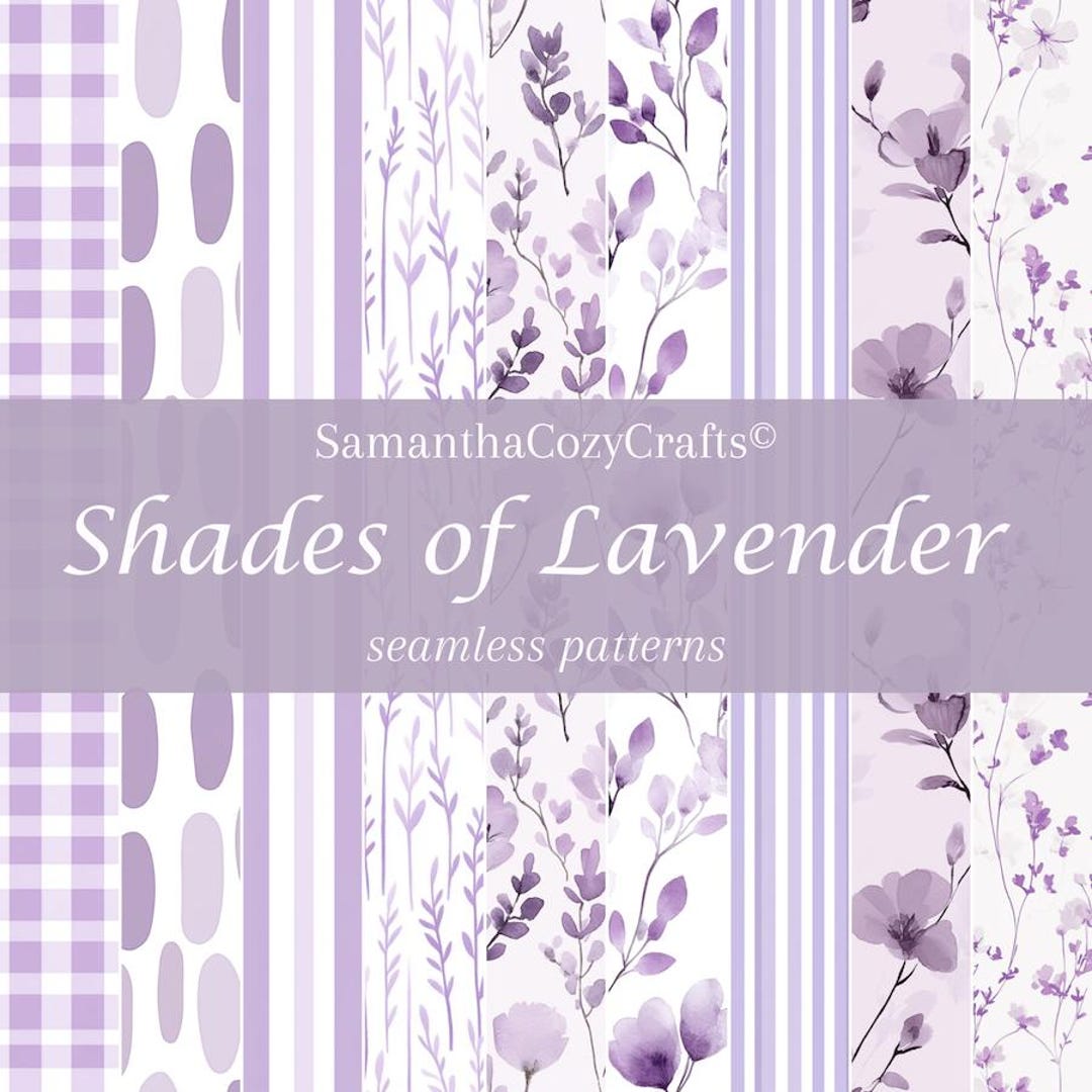 Shades of Lavender Digital Papers Set | 9 Calming Seamless Patterns for ...