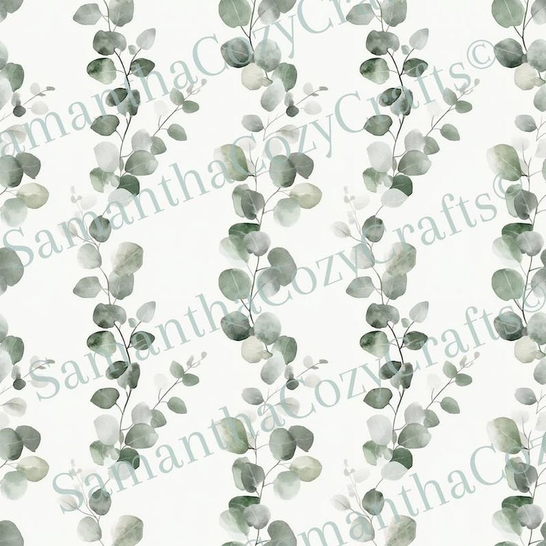 Green Eucalyptus Digital Papers Set | 9 Relaxing Seamless Patterns for ...