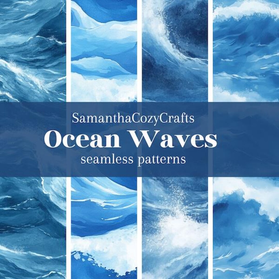 Ocean Waves Pattern Set | Instant Download Seamless Pattern for ...