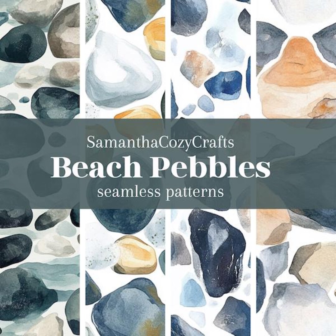 Watercolor Beach Pebbles Digital Papers Set | 4 Seamless Patterns for ...