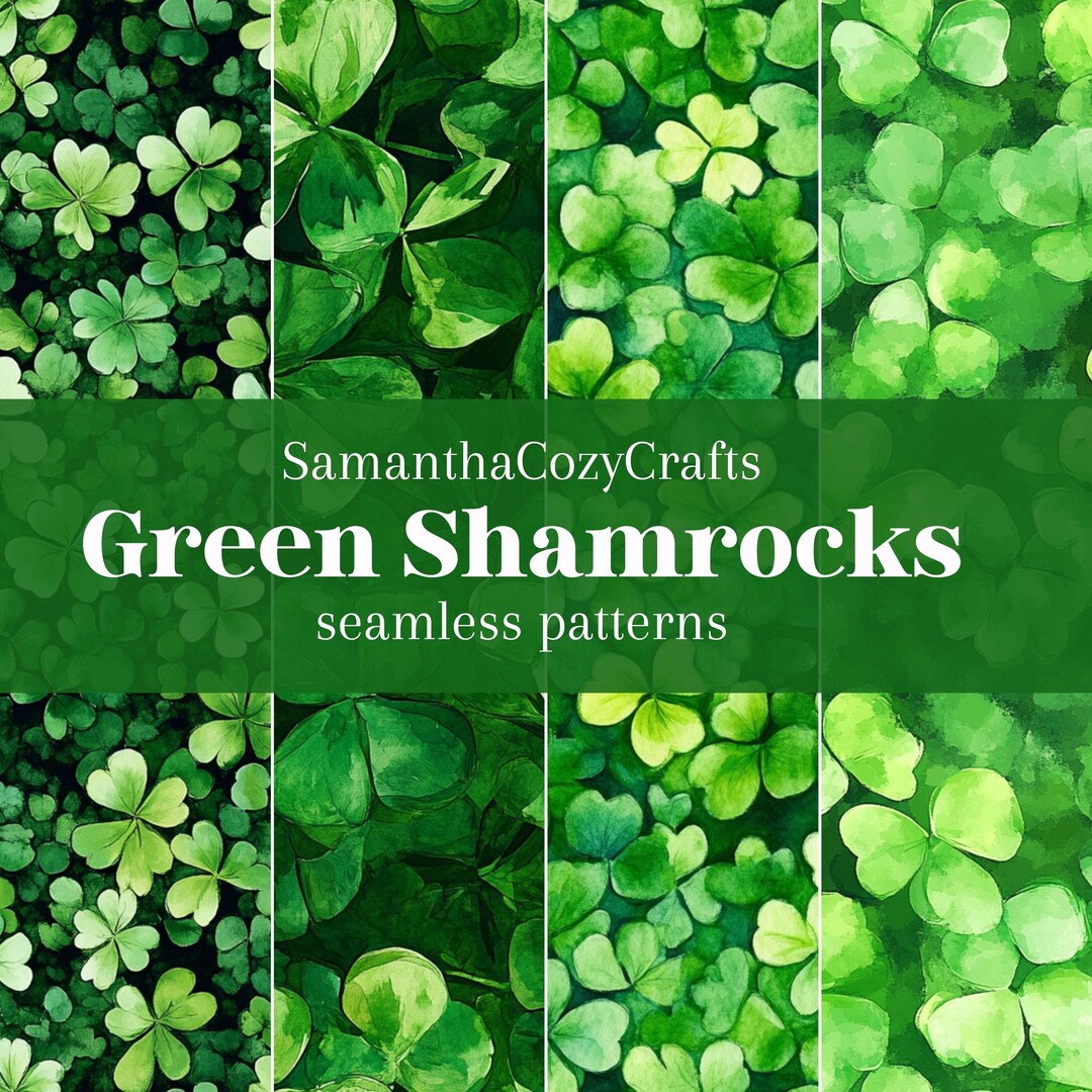 Green Shamrocks Pattern Set Instant Download Seamless Pattern for ...