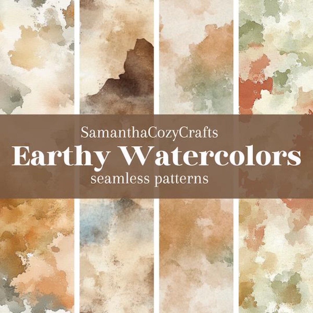 Earthy Watercolor Textures Digital Papers Set | Seamless Patterns for ...