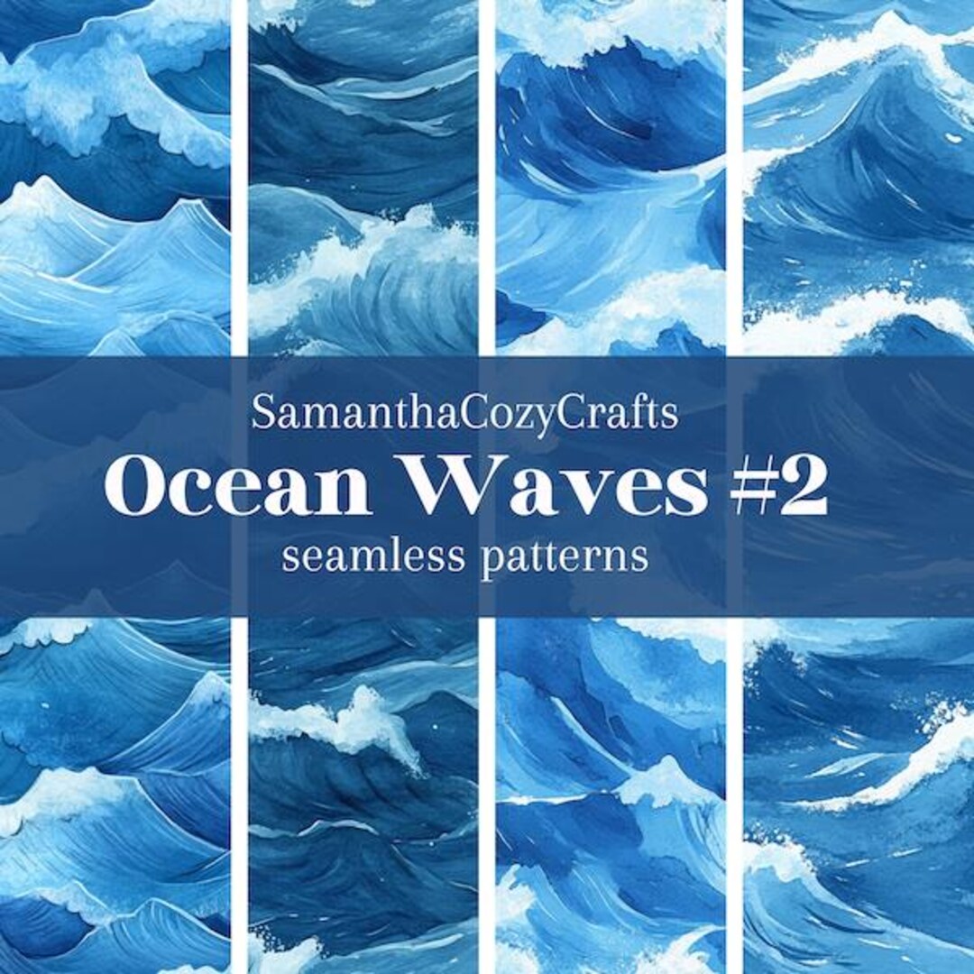 Ocean Waves #2 Pattern Set | Instant Download Seamless Pattern for ...