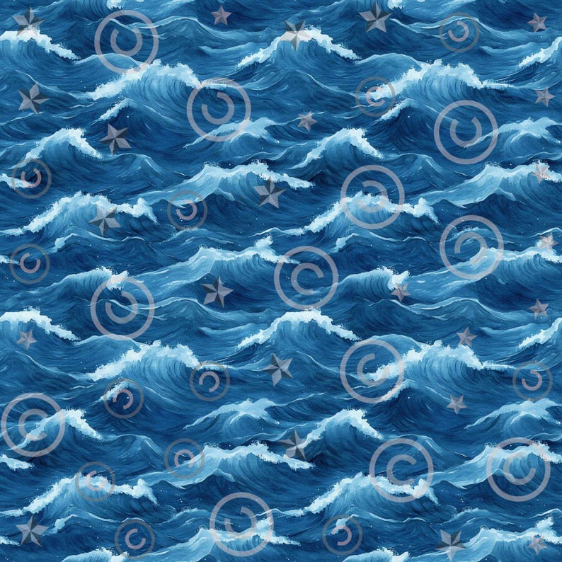Ocean Waves #2 Pattern Set | Instant Download Seamless Pattern for ...