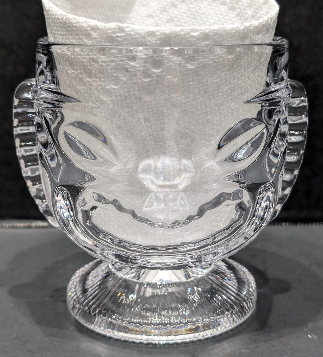 TIKI Happy Sad Face Mug - Thick Clear Glass - Etsy