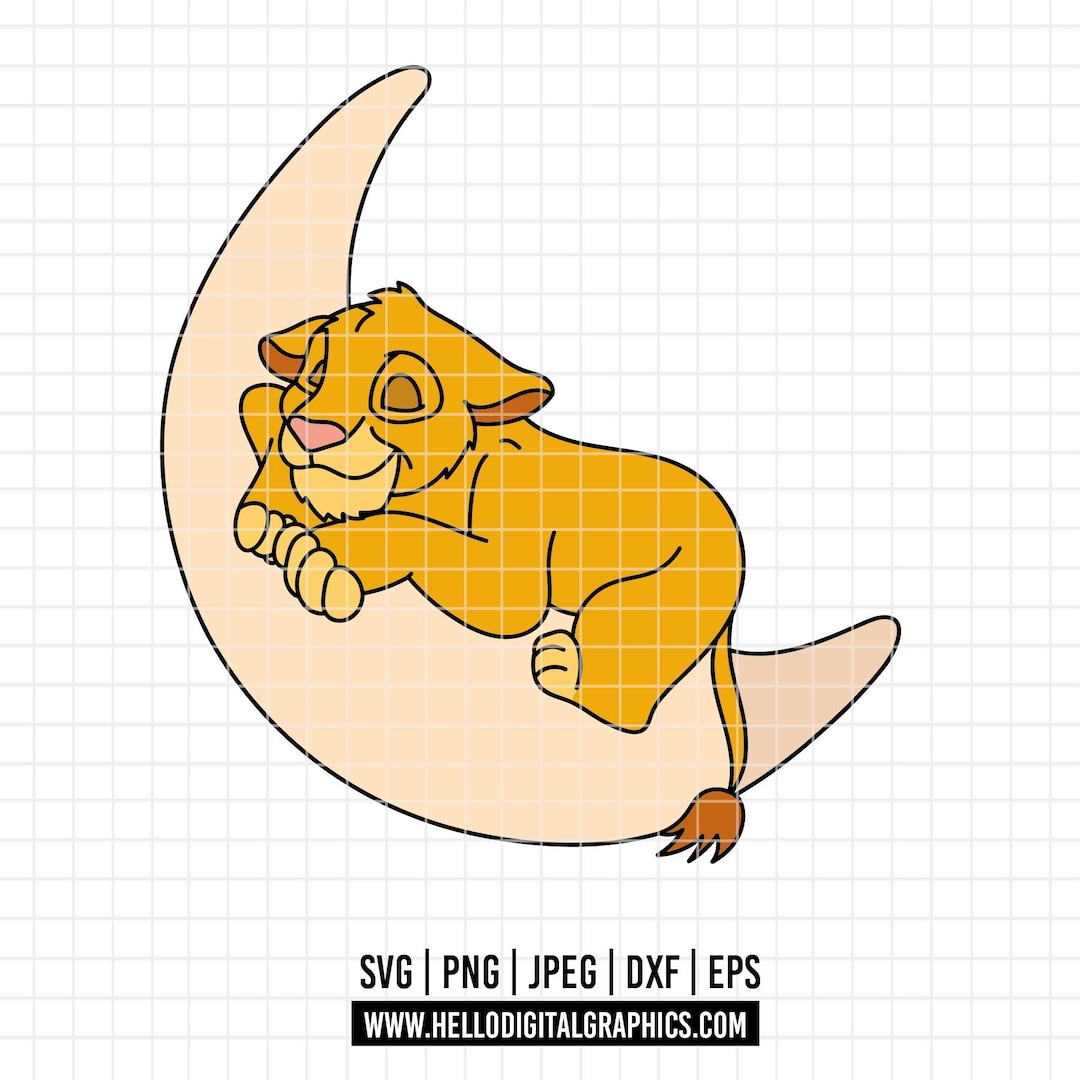 4354 - Baby Simba Sleeping Line Art SVG, EPS, PNG - Disneyy the Lion ...