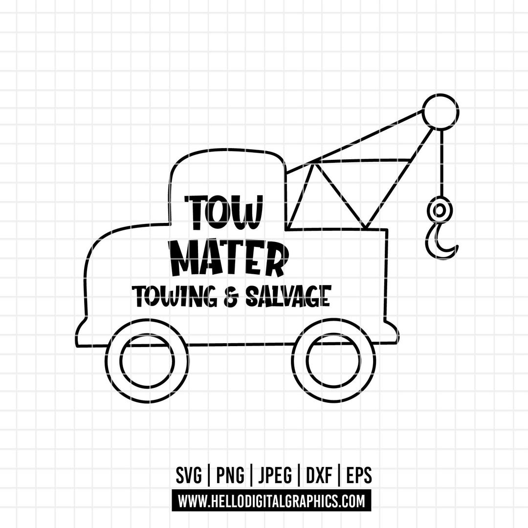 4953 - Cars Logos Tow Mater Line Art Svg, Eps, Png, Dxf, Jpeg. Disneyy ...
