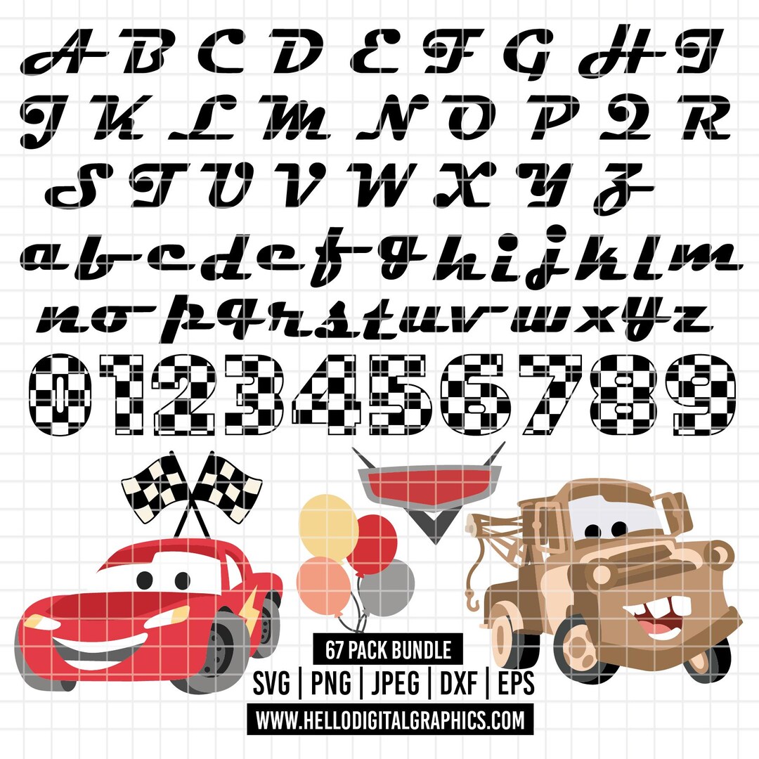 5942 - Cars Birthday Svg Bundle (customizable). Lightning Mcqueen ...