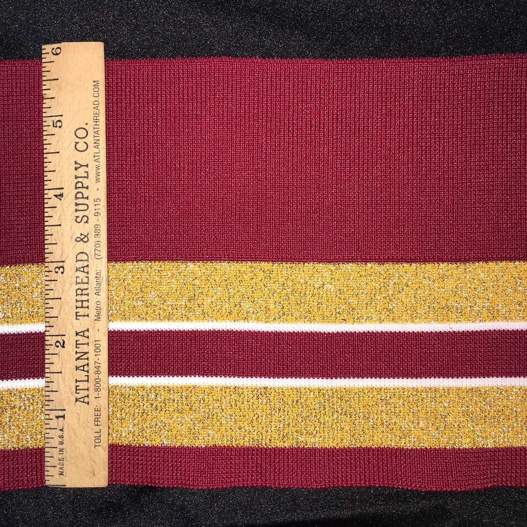 Bomber Jacket Ribbing Trim Burgundy, Gold Metallic Sparkle, White 6" X ...