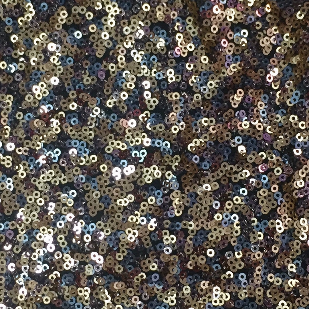 Gold Copper and Silver Mini Sequins on Black Spandex 2-way Stretch - Etsy