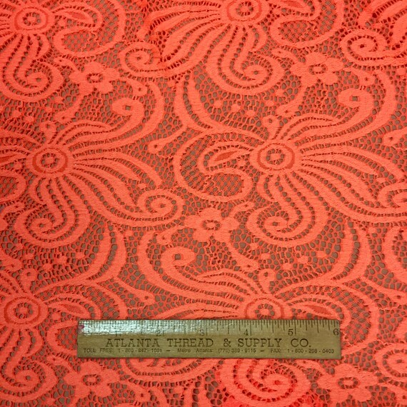 Cyclone Stretch Lace Neon Orange 54 Wide 4-way Stretch | Etsy