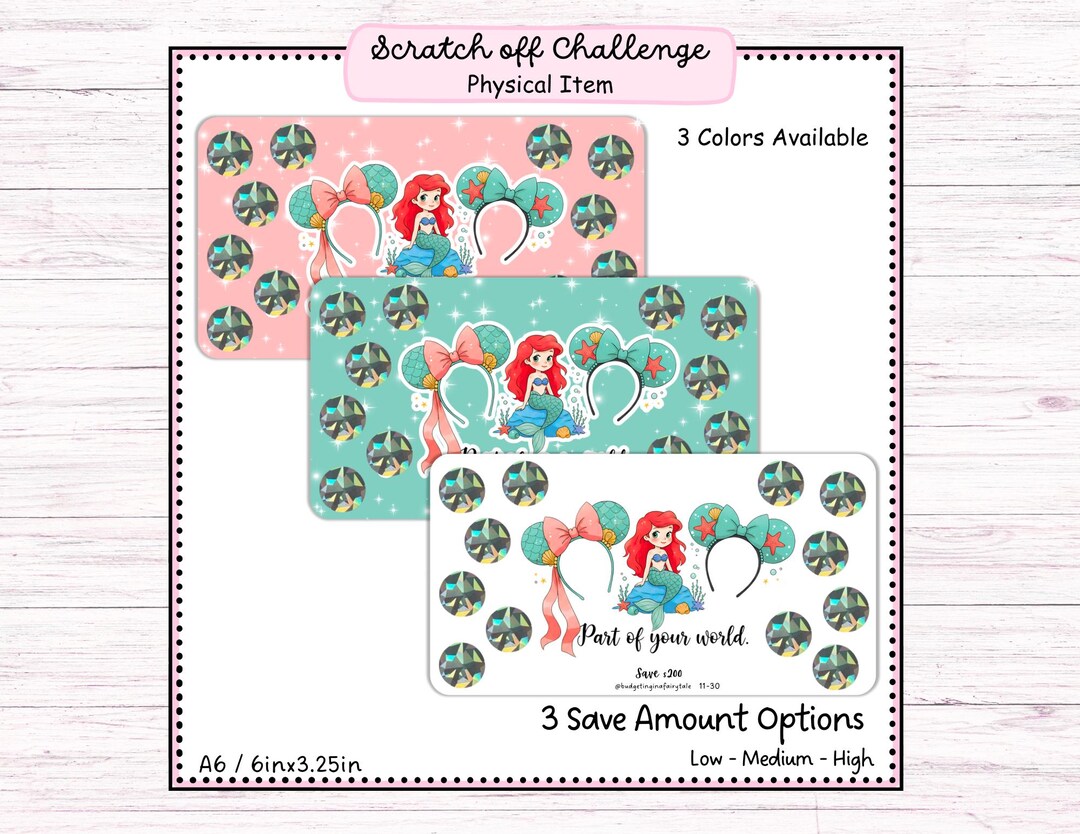 Little Princess Ariel Scratch off Savings Challenge | 3 Save Amounts ...