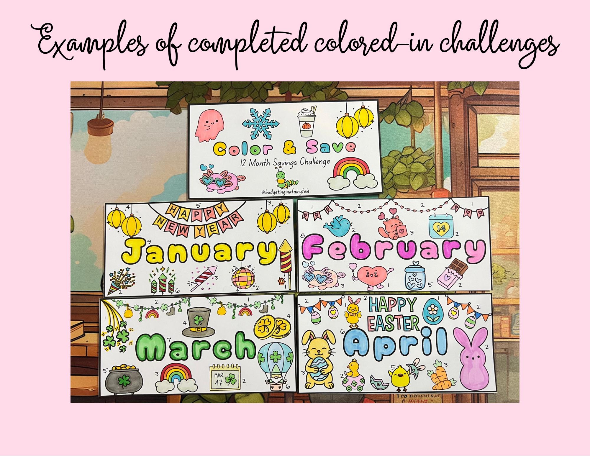 12 Month Savings Challenge | Color & Save | Instant Download | A6 Size ...