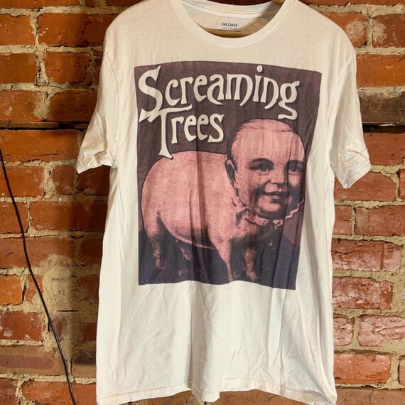 Screaming trees large white graphic preowned T-shirt - Gem
