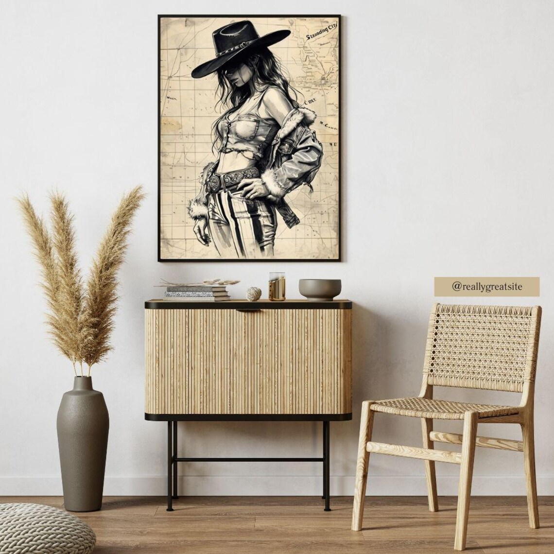 Badass Cowgirl Illustration Poster, Western Cowgirl Matte Print, Rodeo ...