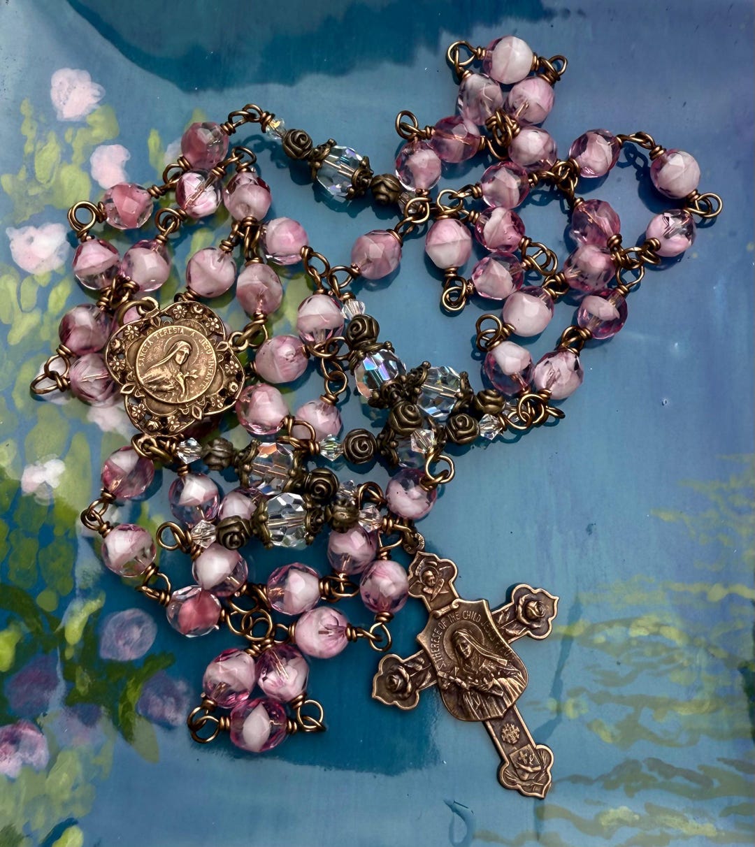 Shower of Roses Rosary | St. Thérèse of Lisieux Rosary With Vintage ...